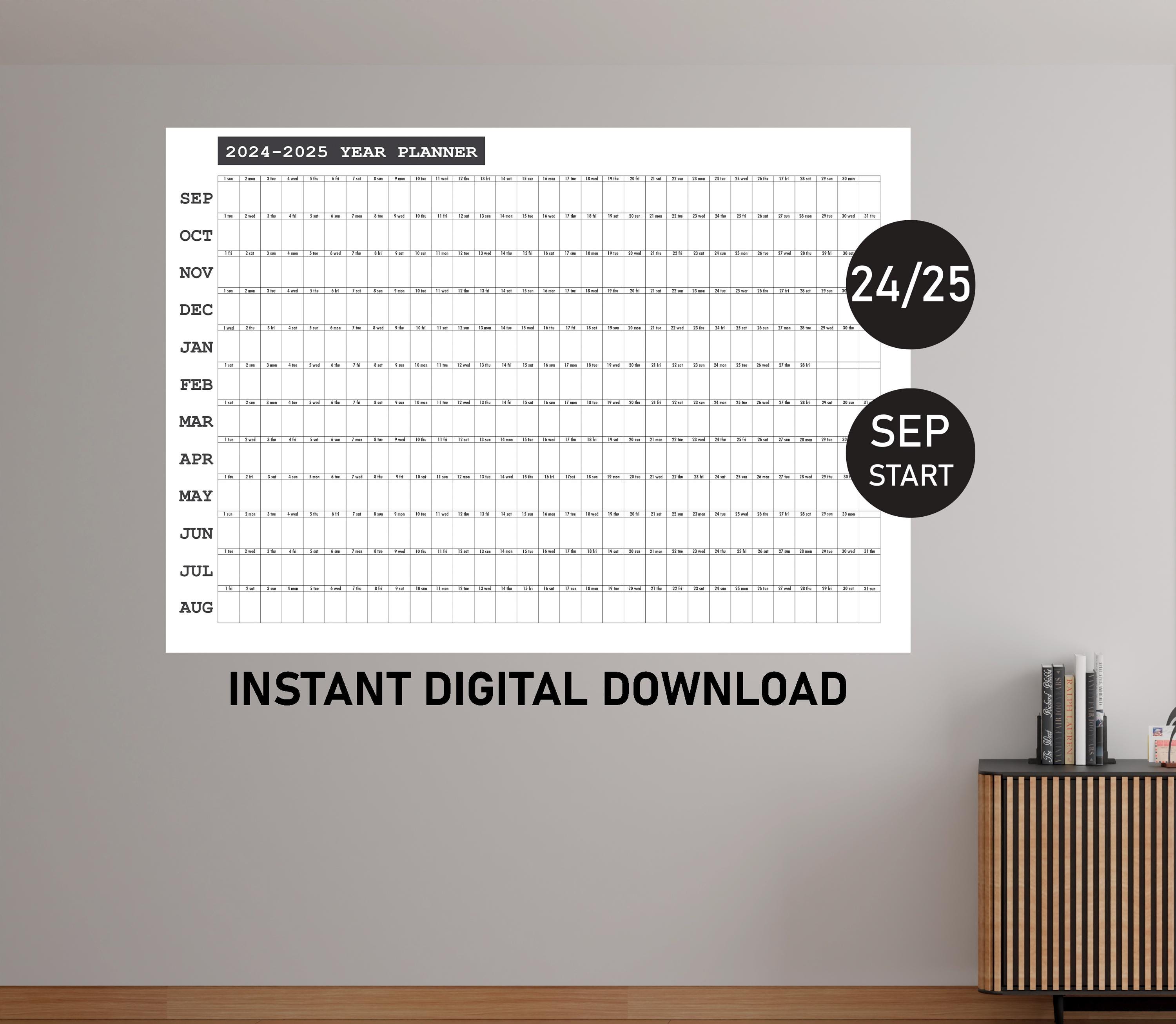 Academic Wall Calendar 2024-2025 Start September, School Year Planner ...