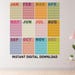 Large Monthly Wall Calendar Printable Bright, Undated Wall Calendar ...