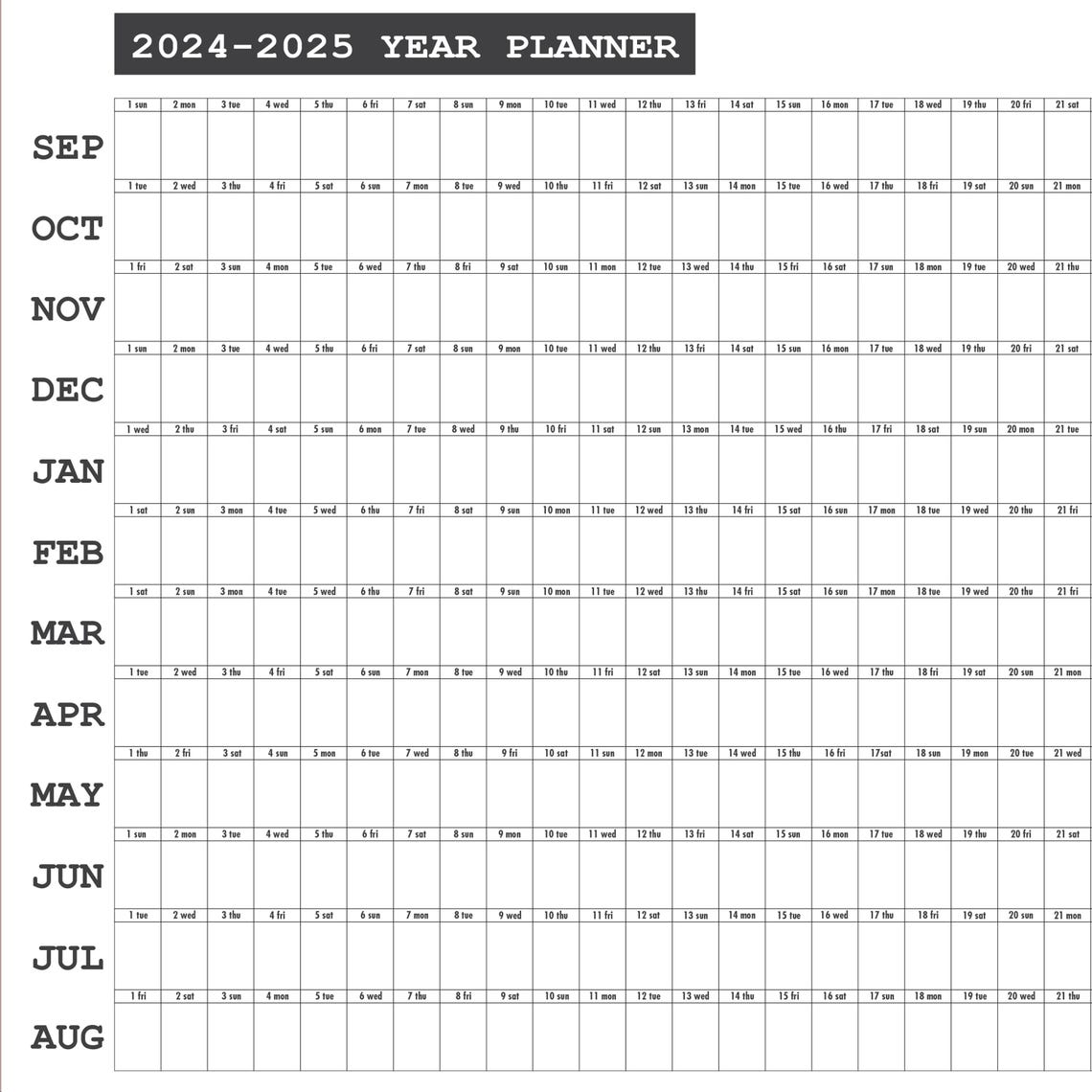 Academic Wall Calendar 2024-2025 Start September, School Year Planner ...