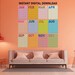 Large Monthly Wall Calendar Printable Bright, Pastel Wall Planner 2025 ...