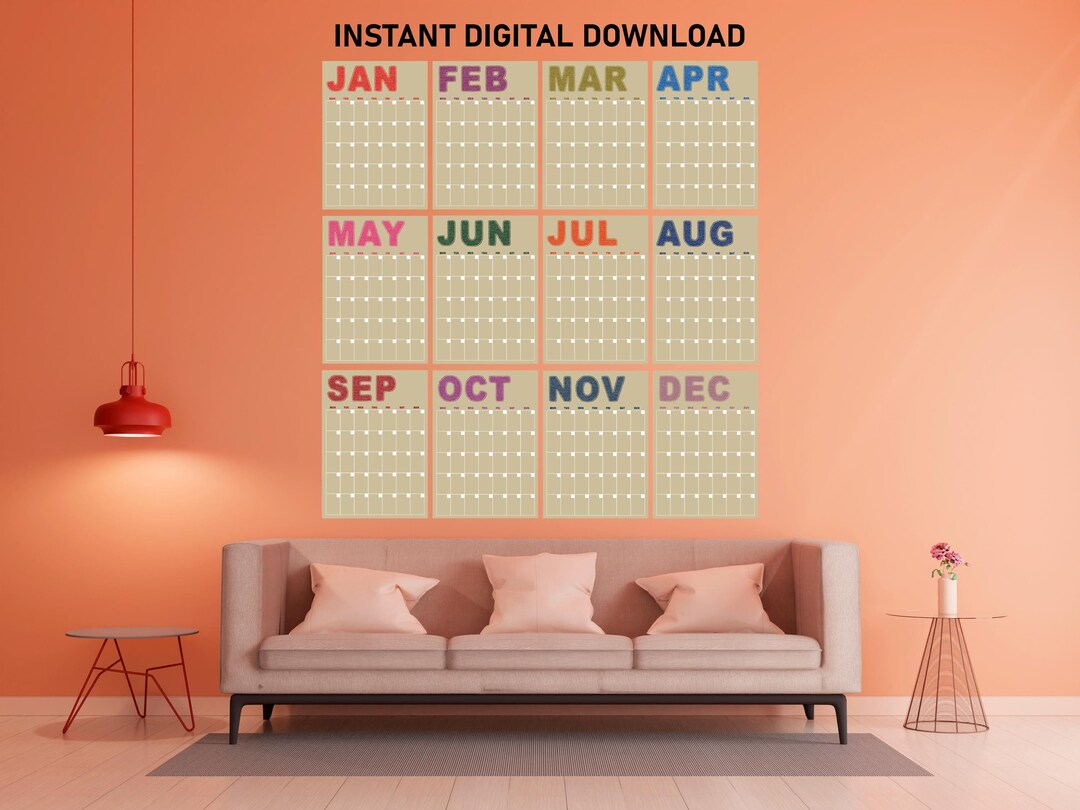 Large Monthly Wall Calendar A4 A3 Size, Undated Wall Planner ...