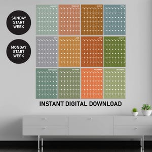 Large Monthly Wall Calendar Printable Bright, Pastel Wall Planner 2025 ...