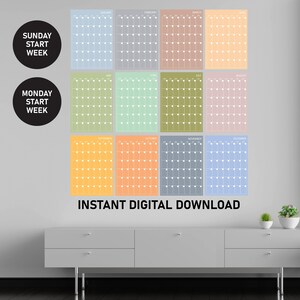 Large Monthly Wall Calendar Printable Bright, Pastel Wall Planner 2025 ...