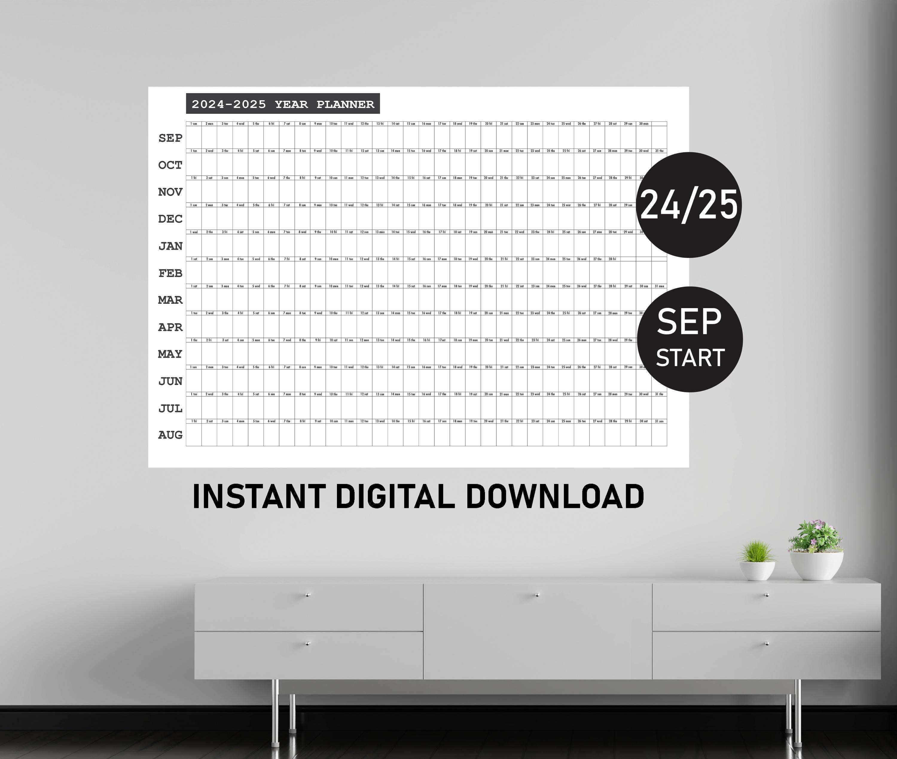 Academic Wall Calendar 2024-2025 Start September, School Year Planner ...