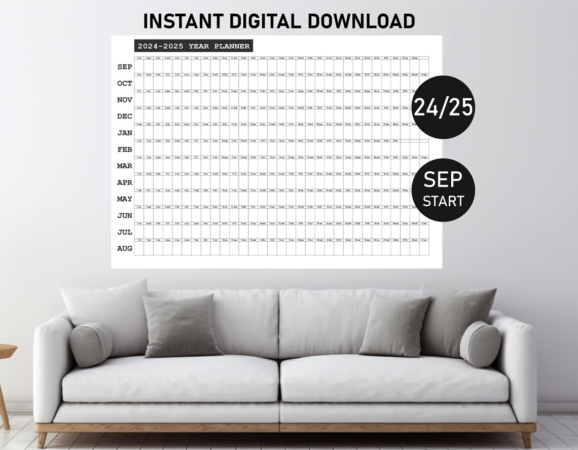 Academic Wall Calendar 2024-2025 Start September, School Year Planner ...