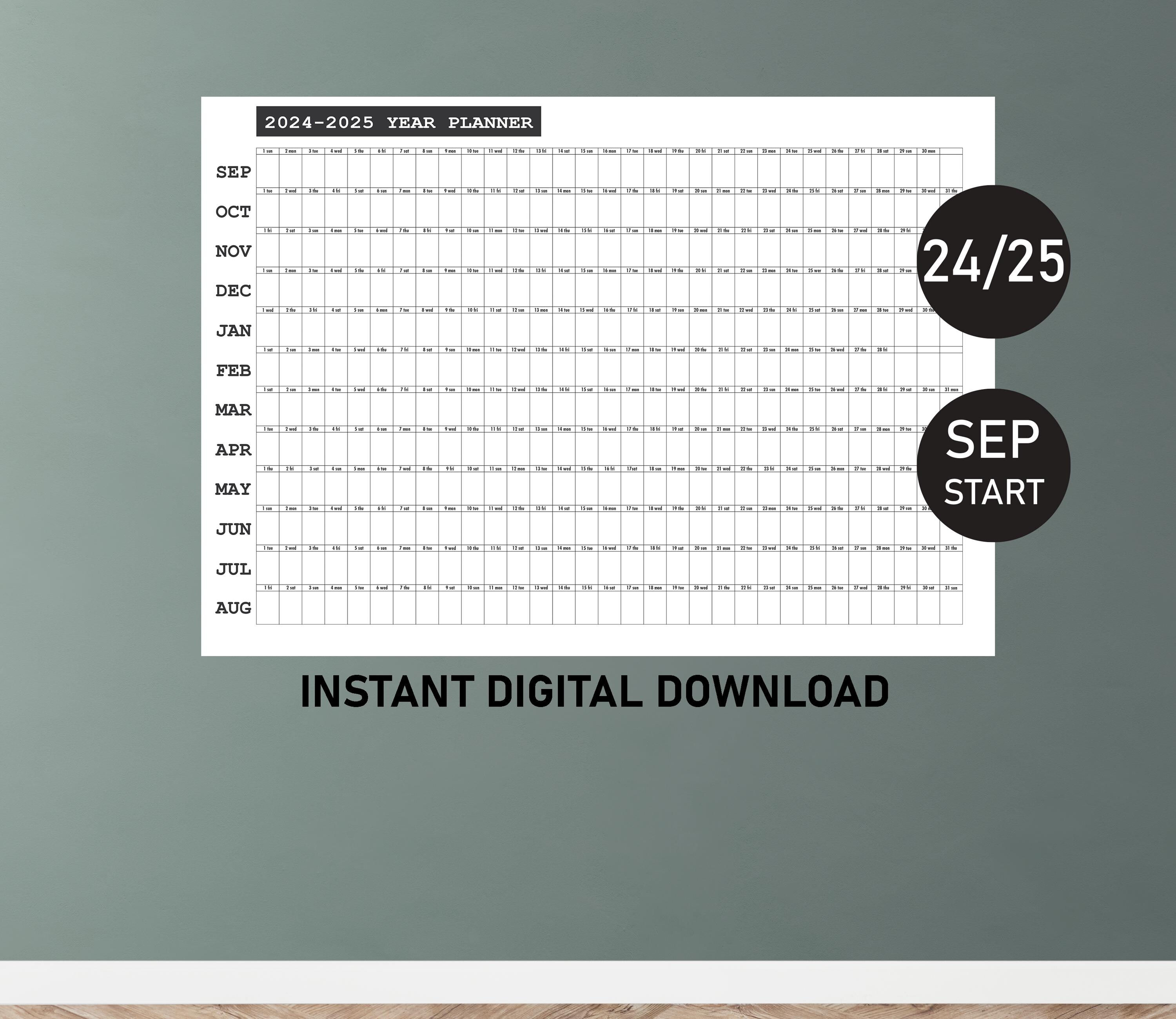 Academic Wall Calendar 2024-2025 Start September, School Year Planner ...