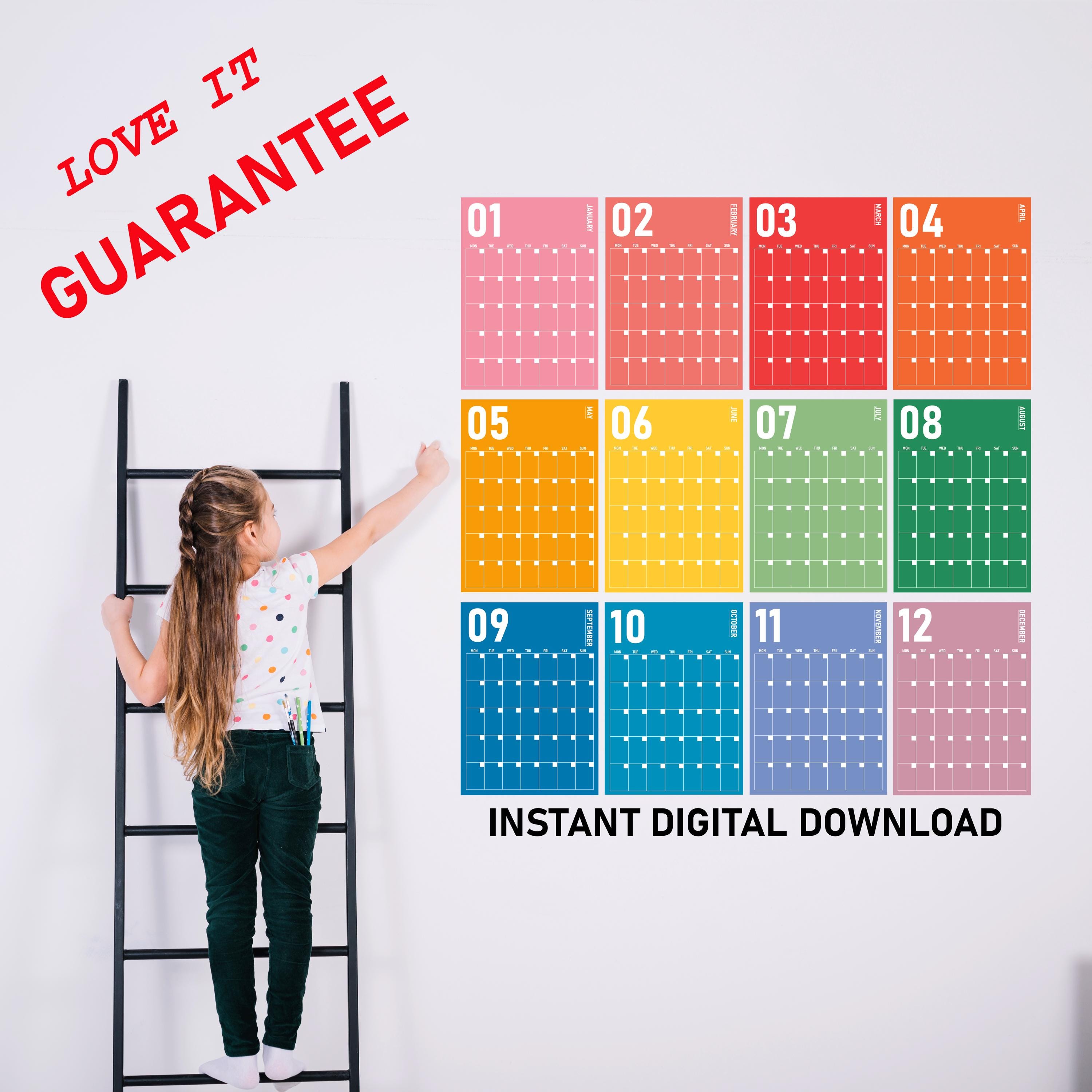 Large Monthly Wall Calendar A4 A3 Size, Undated Wall Calendar ...