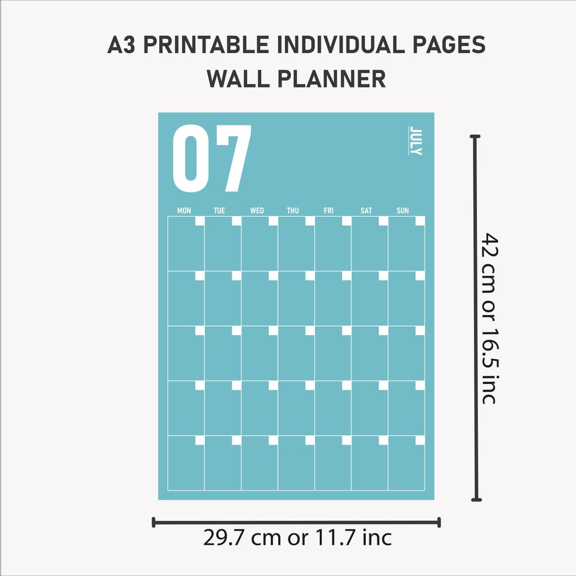 Large Monthly Wall Calendar A4 A3 Size, Undated Wall Calendar ...