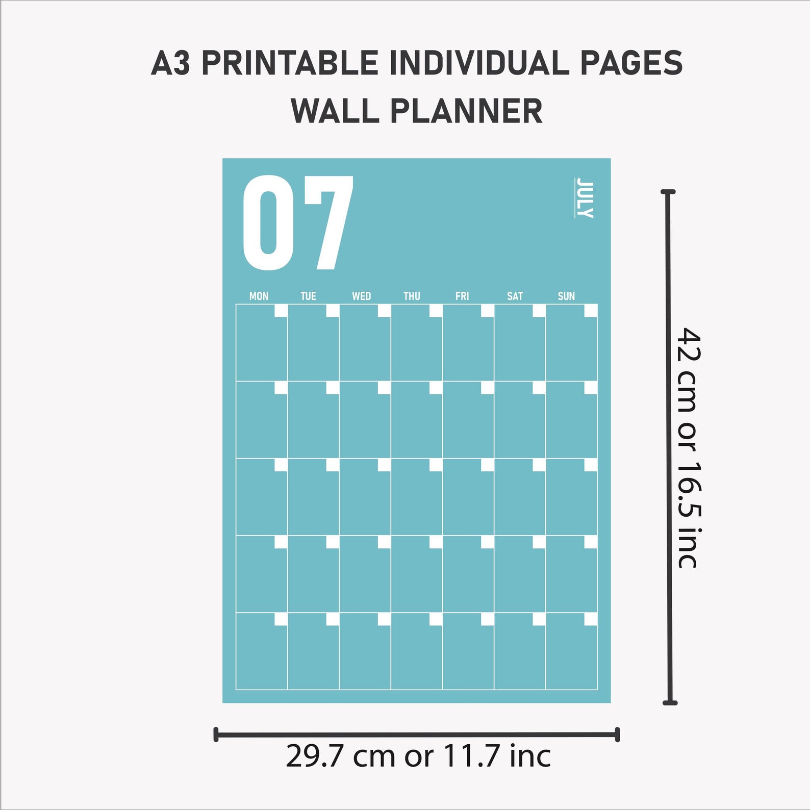 Large Monthly Wall Calendar A4 A3 Size, Undated Wall Calendar ...