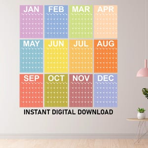 Large Monthly Wall Calendar Printable Bright, Pastel Wall Planner 2025 ...