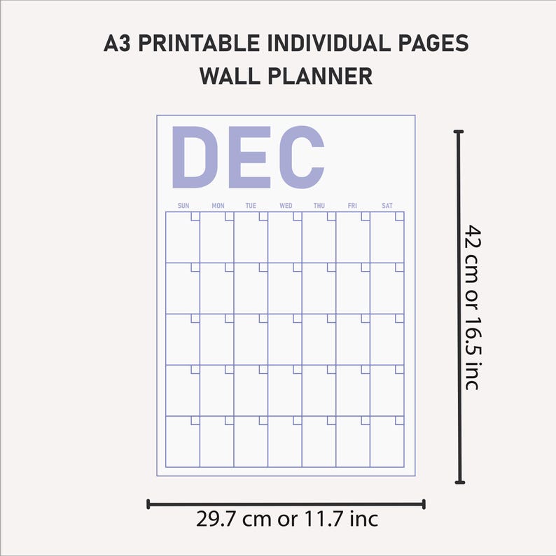 Large Monthly Wall Calendar Printable Bright, Pastel Wall Calendar 2025 ...