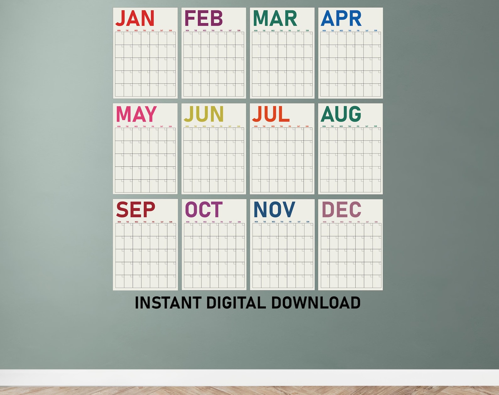 Large Monthly Wall Calendar A4 A3 Size, Undated Wall Calendar ...