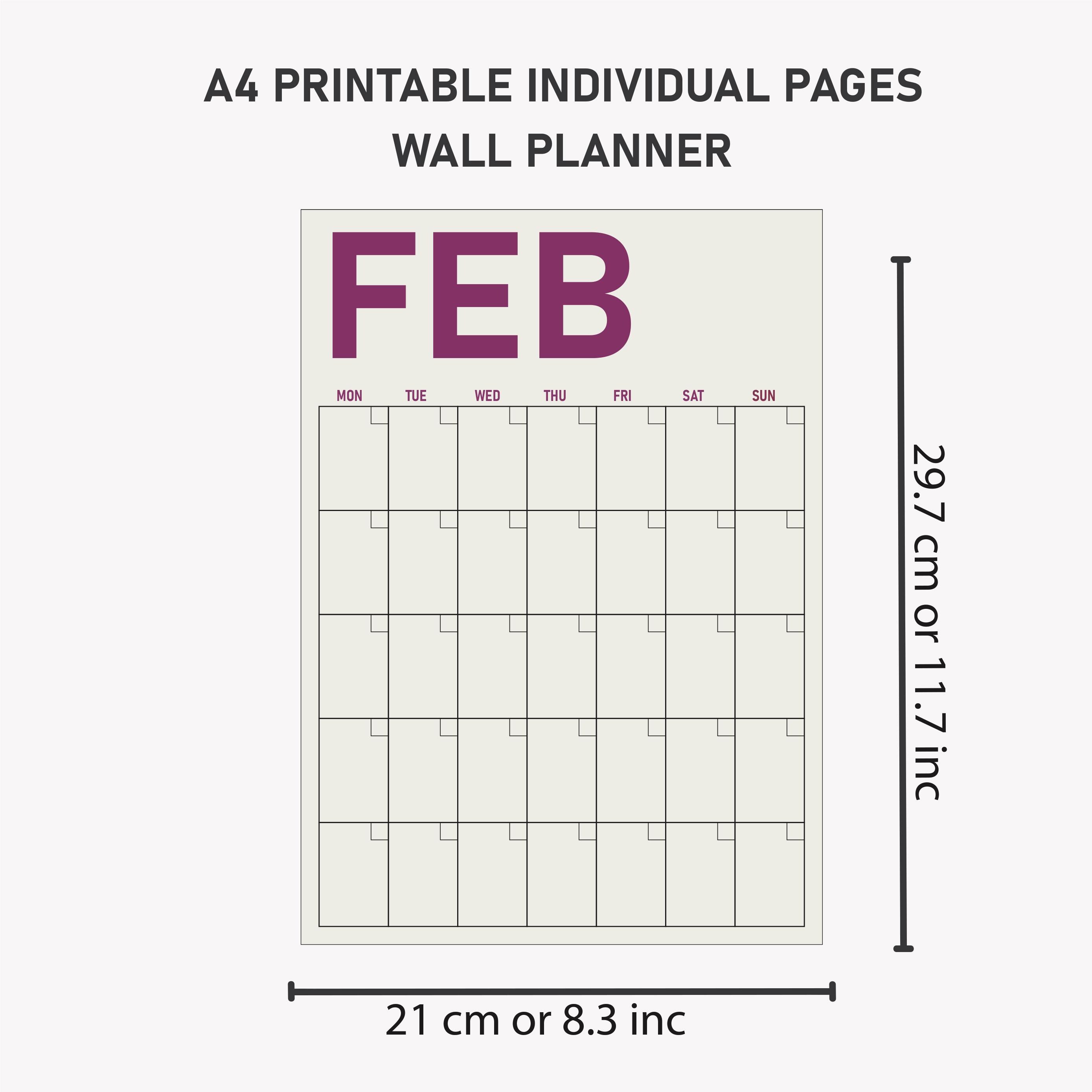 Large Monthly Wall Calendar A4 A3 Size, Undated Wall Calendar ...