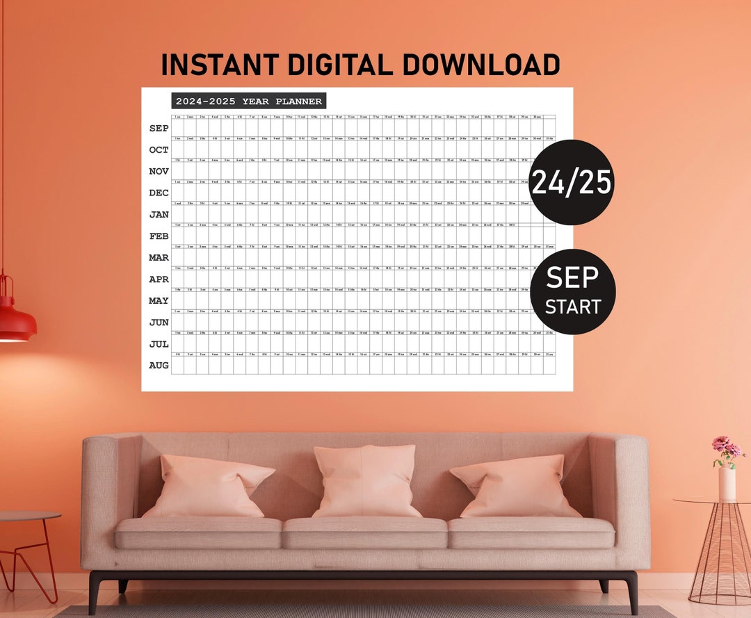 Academic Wall Calendar 2024-2025 Start September, School Year Planner ...