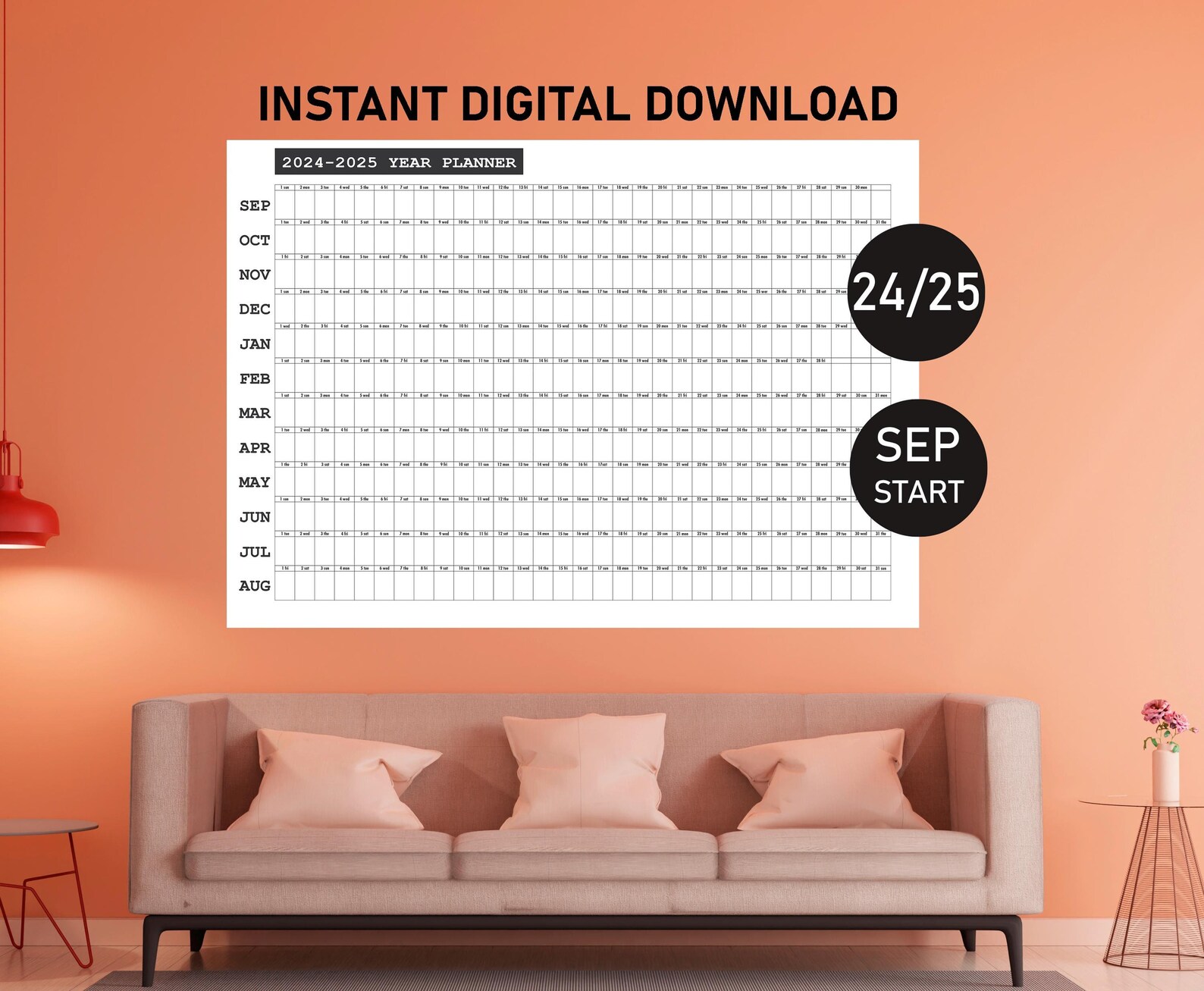 Academic Wall Calendar 2024-2025 Start September, School Year Planner ...
