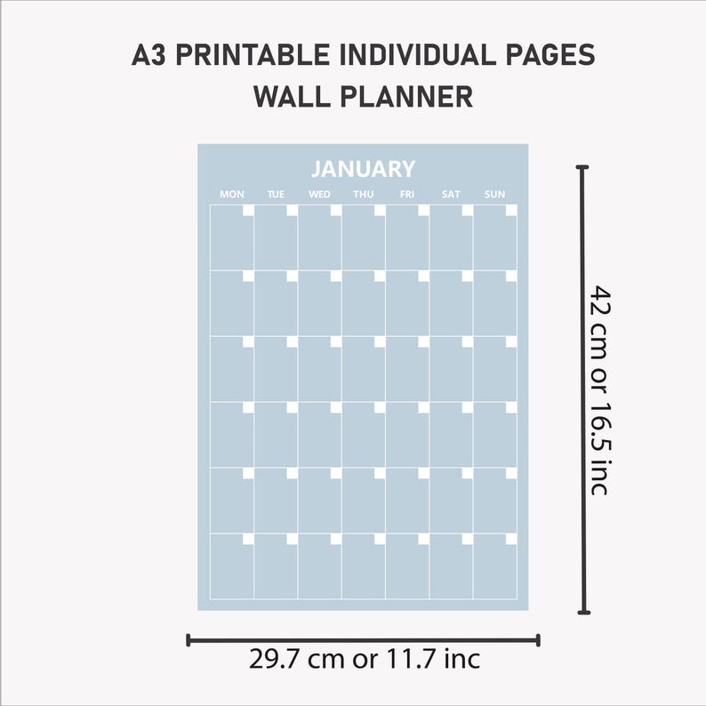 Large Monthly Wall Calendar Printable Bright, Pastel Wall Planner 2025 ...