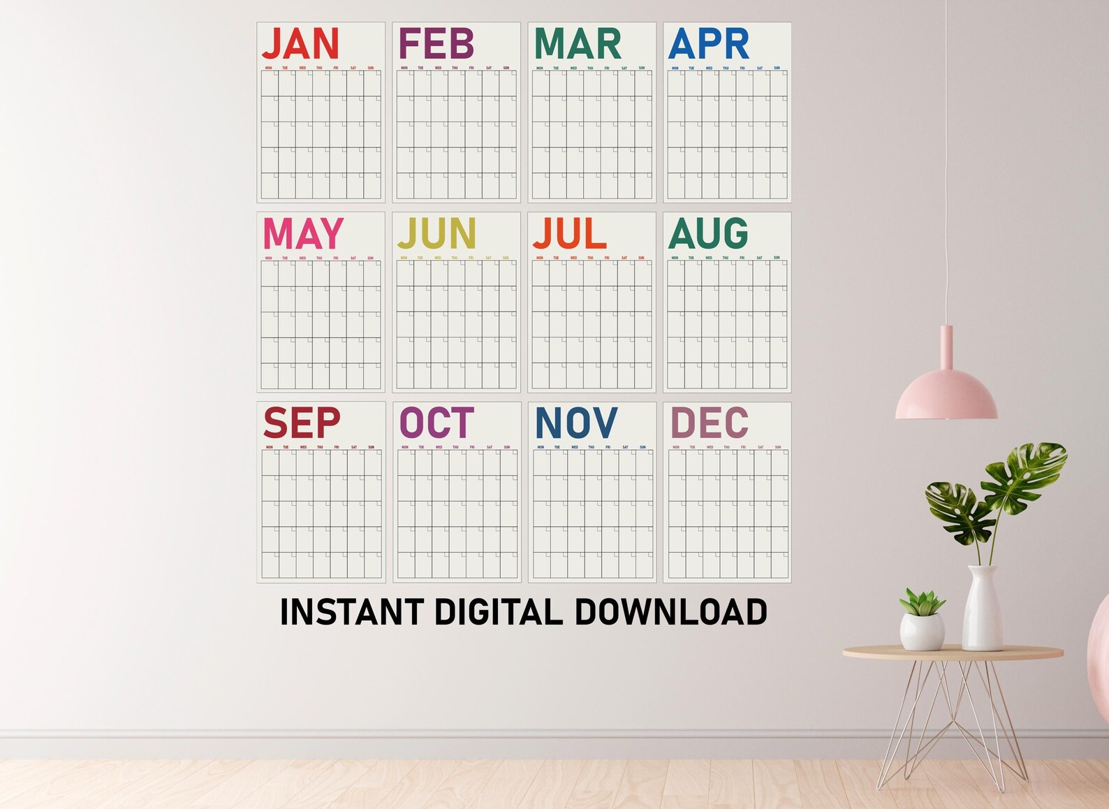 Large Monthly Wall Calendar A4 A3 Size, Undated Wall Calendar ...