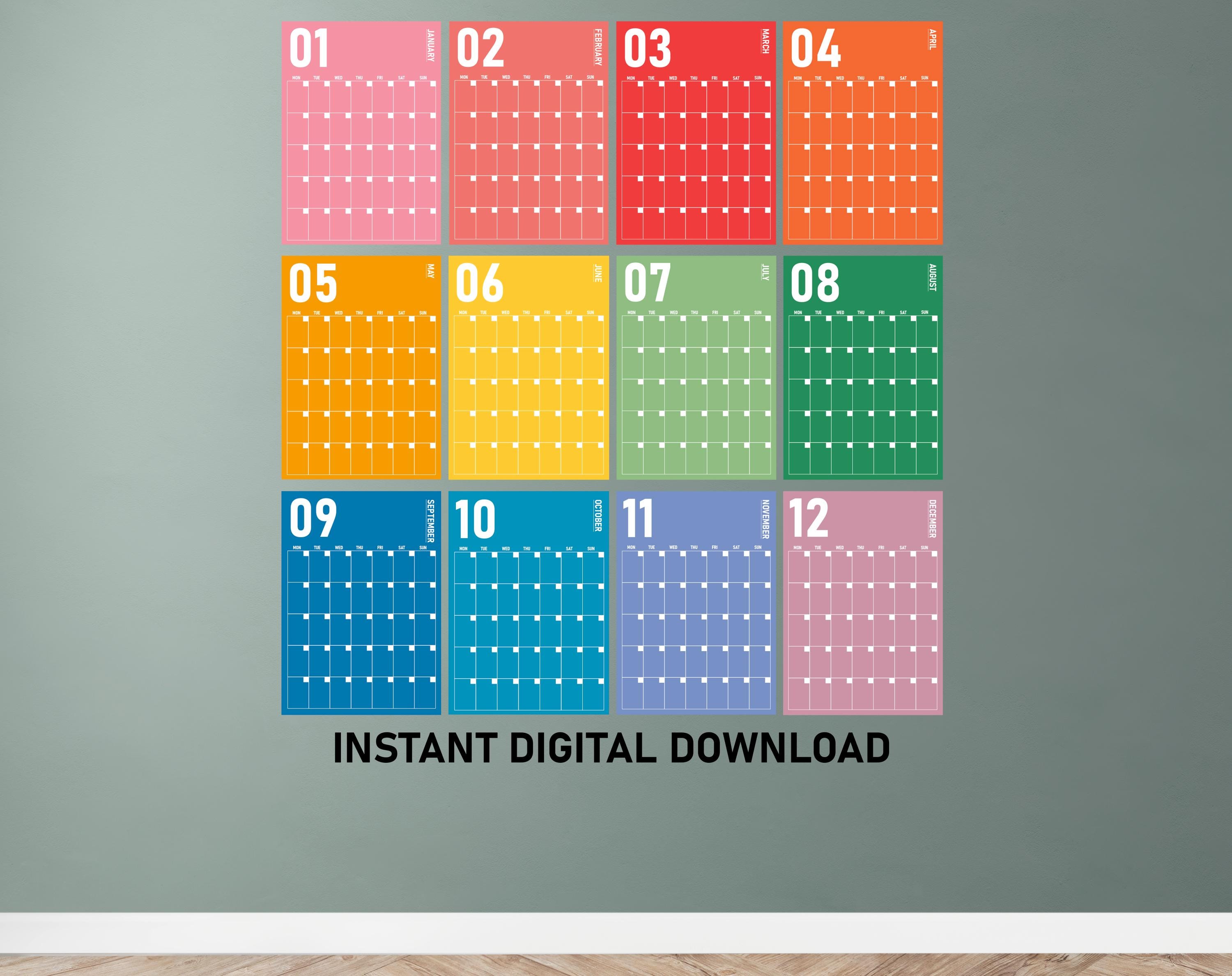 Large Monthly Wall Calendar A4 A3 Size, Undated Wall Calendar ...