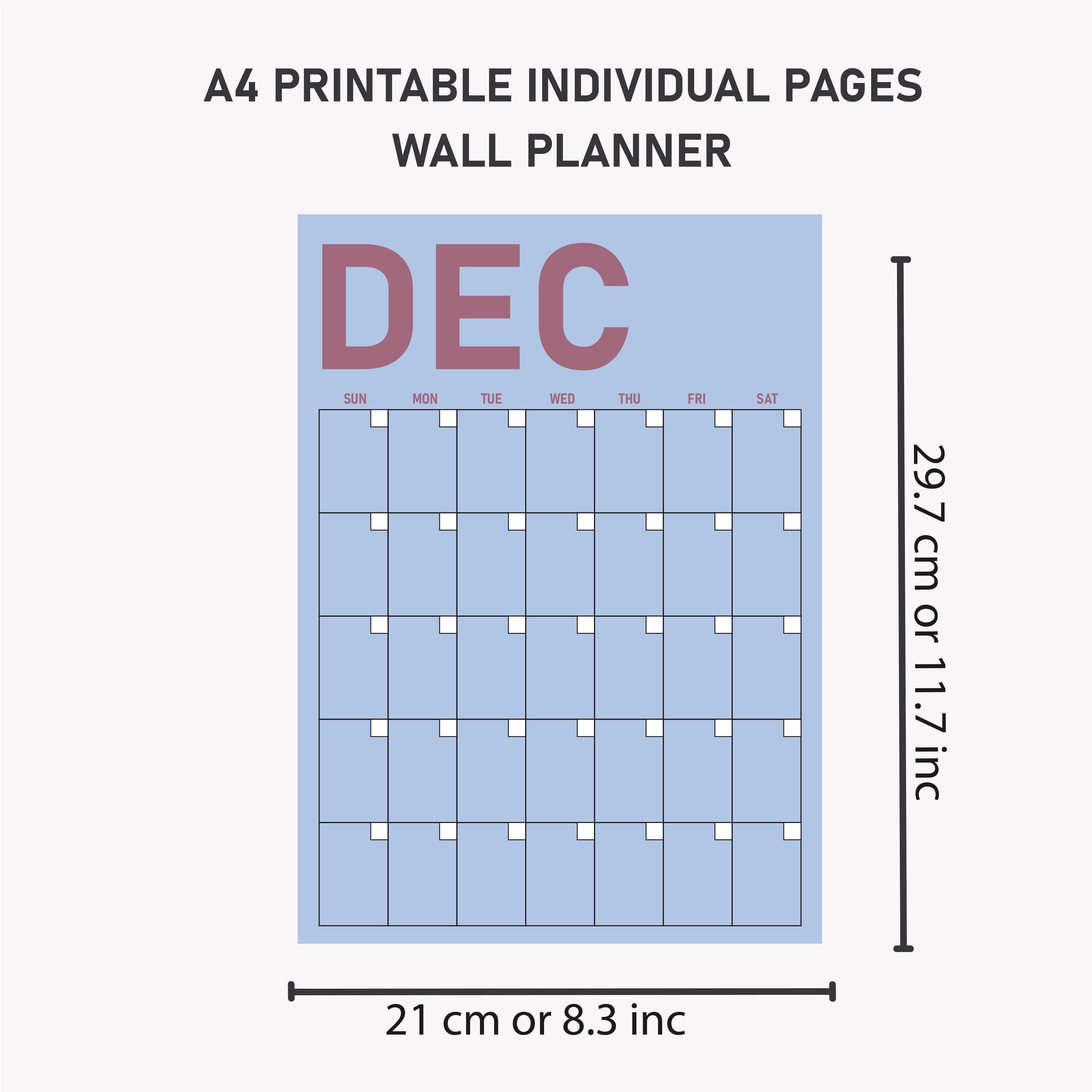 Large Monthly Wall Calendar Printable Bright, Undated Wall Calendar ...