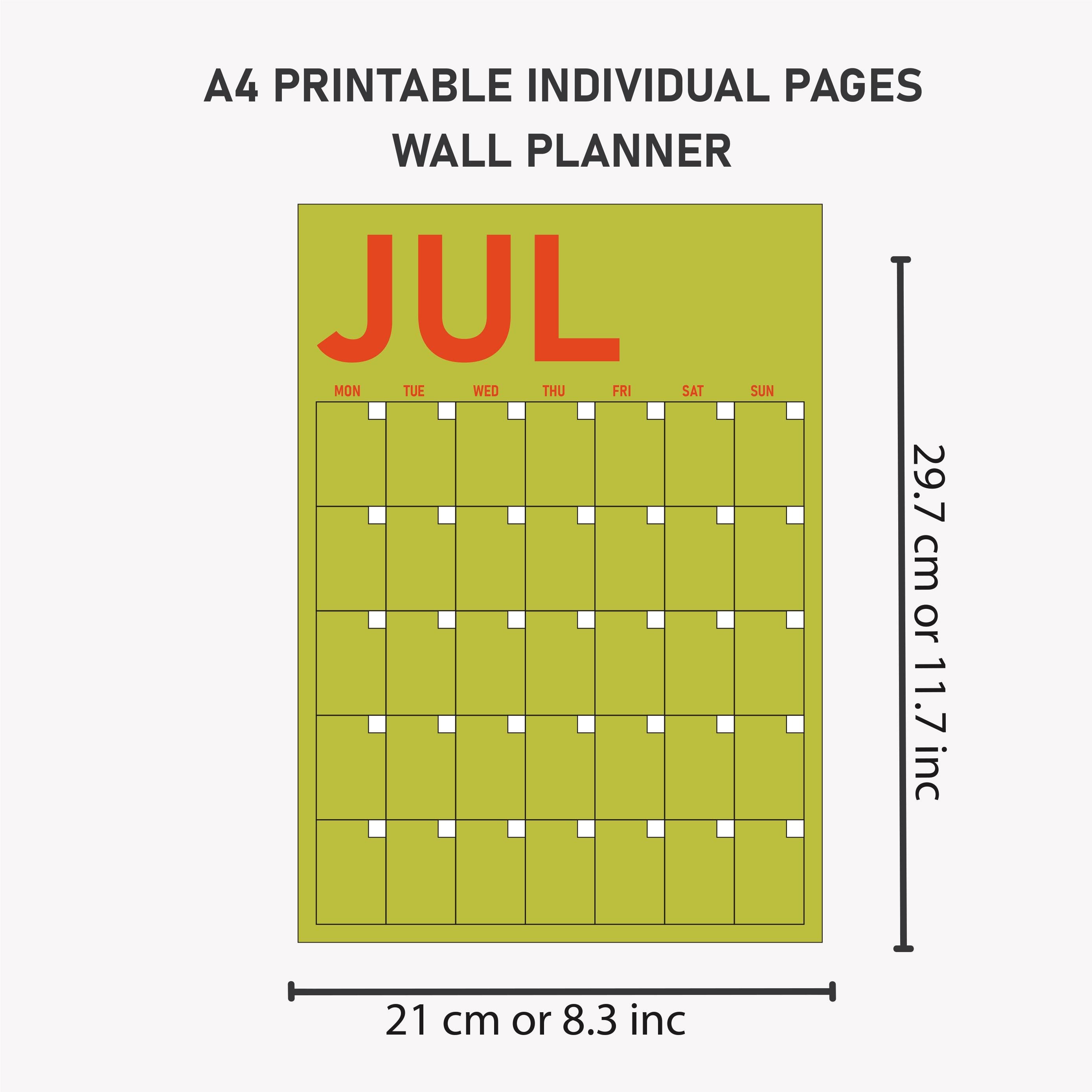 Large Monthly Wall Calendar Printable Bright, Pastel Wall Planner 2025 ...