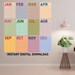 Large Monthly Wall Calendar Printable Bright, Undated Wall Calendar ...