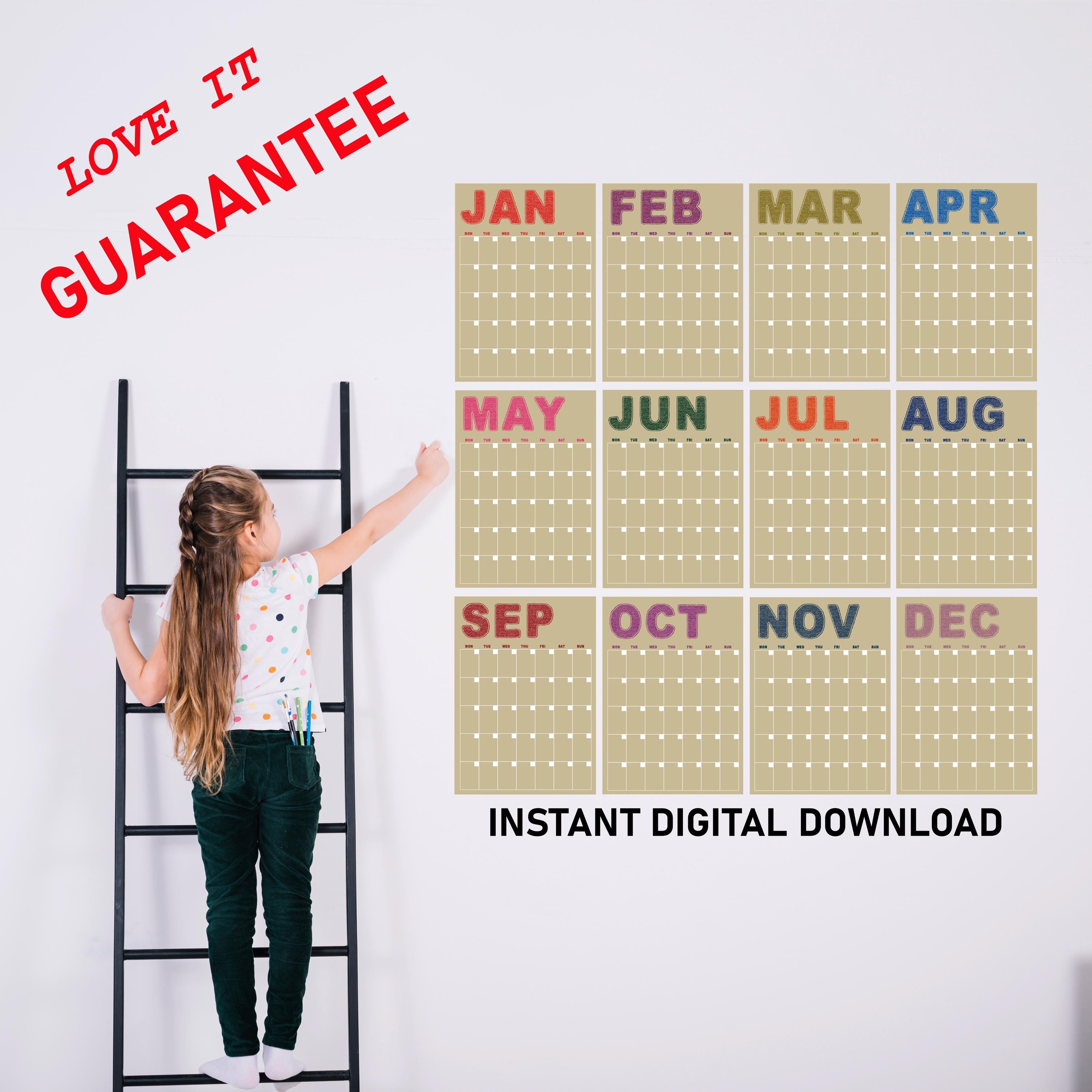 Large Monthly Wall Calendar A4 A3 Size, Undated Wall Planner ...