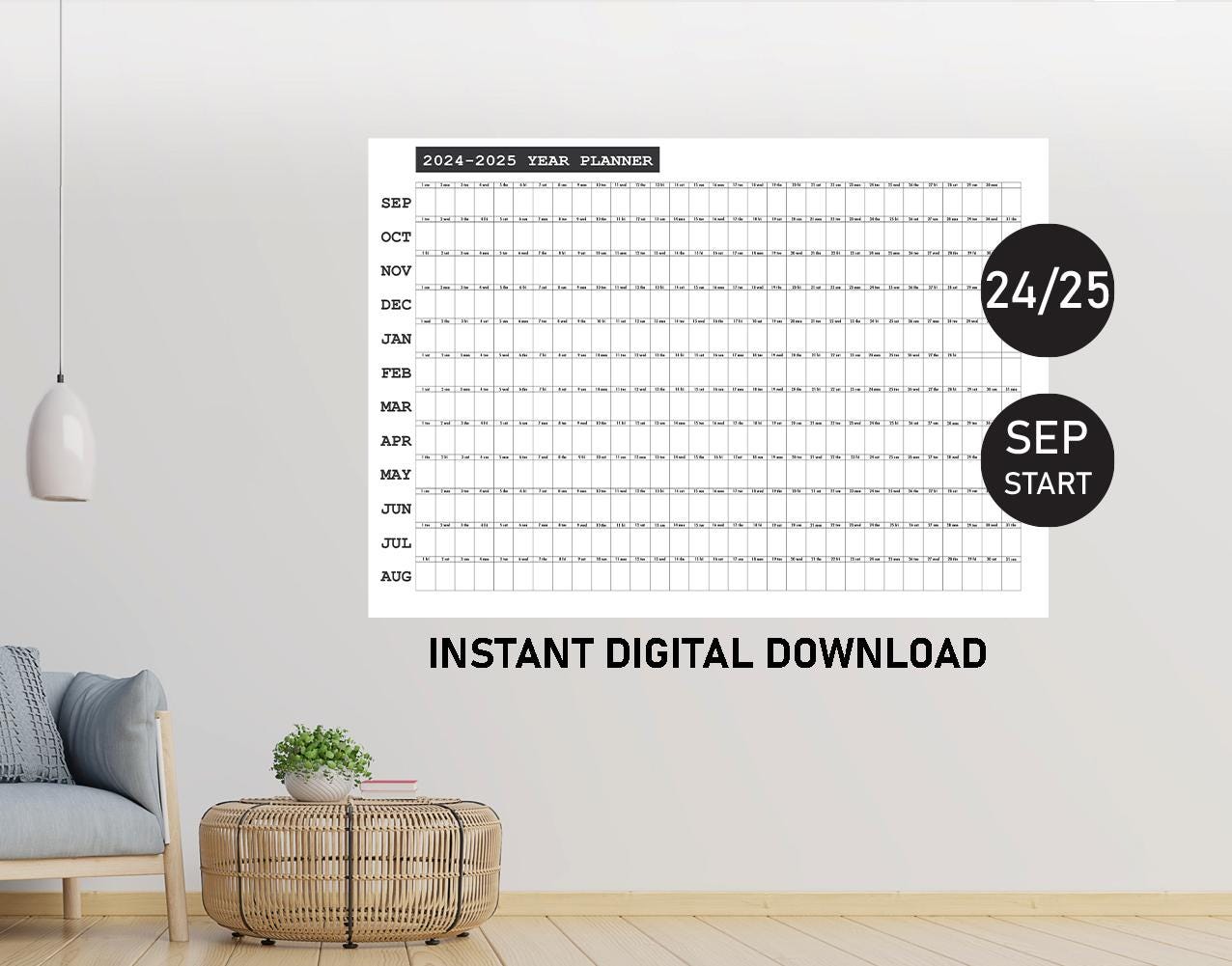 Academic Wall Calendar 2024-2025 Start September, School Year Planner ...