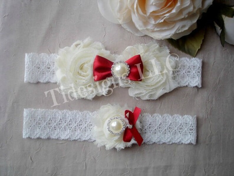 Wedding Garter Set Swarovski Crystal Garter Red Garter - Etsy