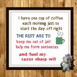 One Cup of Coffee - Counted Cross Stitch Chart - Downloadable - Etsy