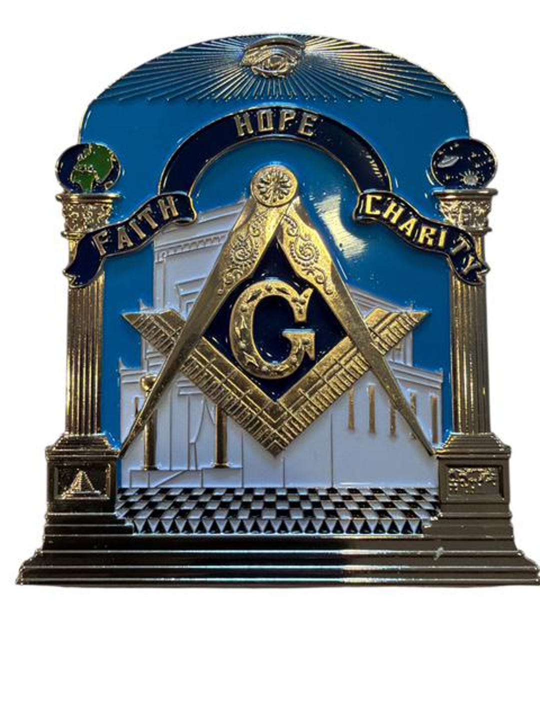 Custom 3rd Degree Blue Lodge Master Mason Emblem Freemasonry Pillars ...
