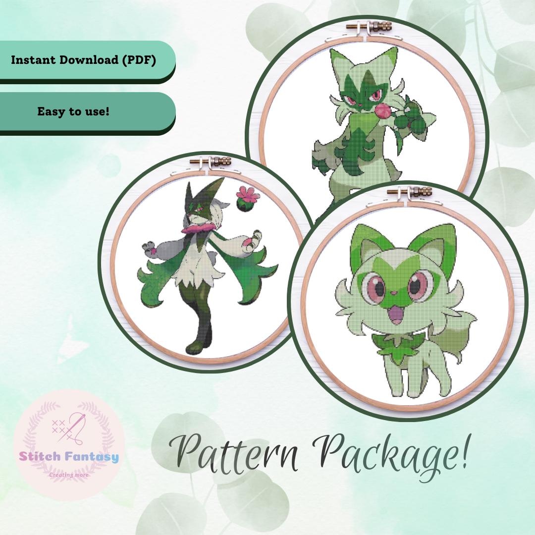 Sprigatito Evolutions Pokemon Cross Stitch Pattern Package - Digital ...