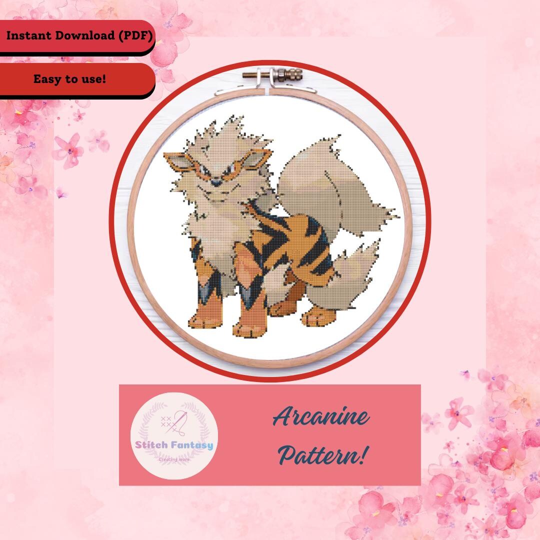 Arcanine Pokemon Cross Stitch Pattern Digital PDF, Instant Download - Etsy