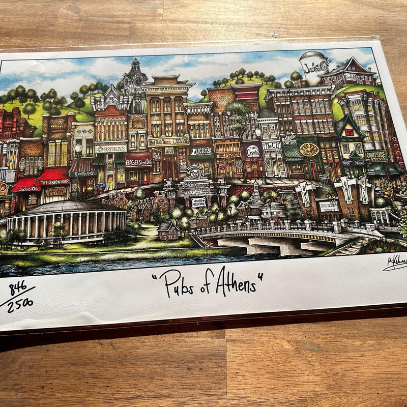 Pubs of Athens Print - Etsy