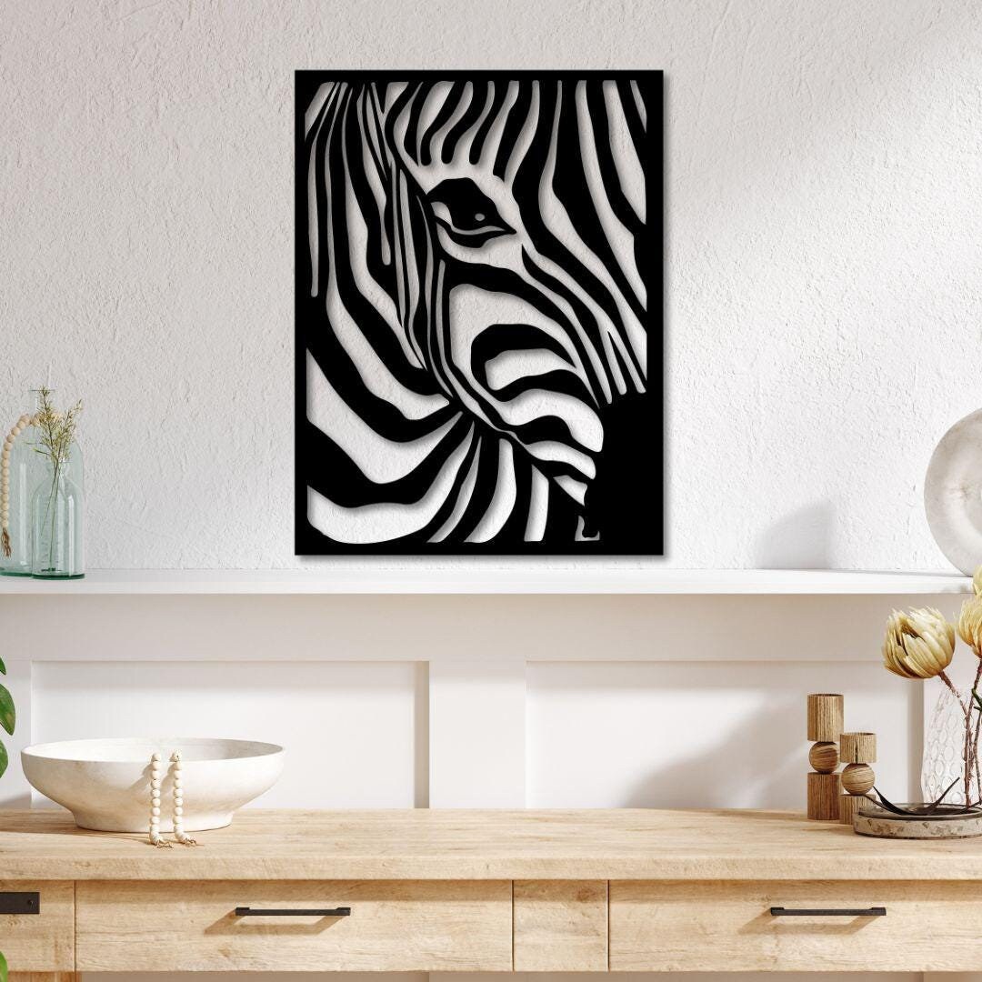 Zebra Metal Wall Art, Zebra Metal Wall Decor, Black Zebra, Black and White Zebra Wall Art ...