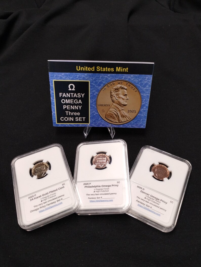 2025 Omega Lincoln Penny - 3 Coin Fantasy Set in Gift Box - 1 Coin 24 ...