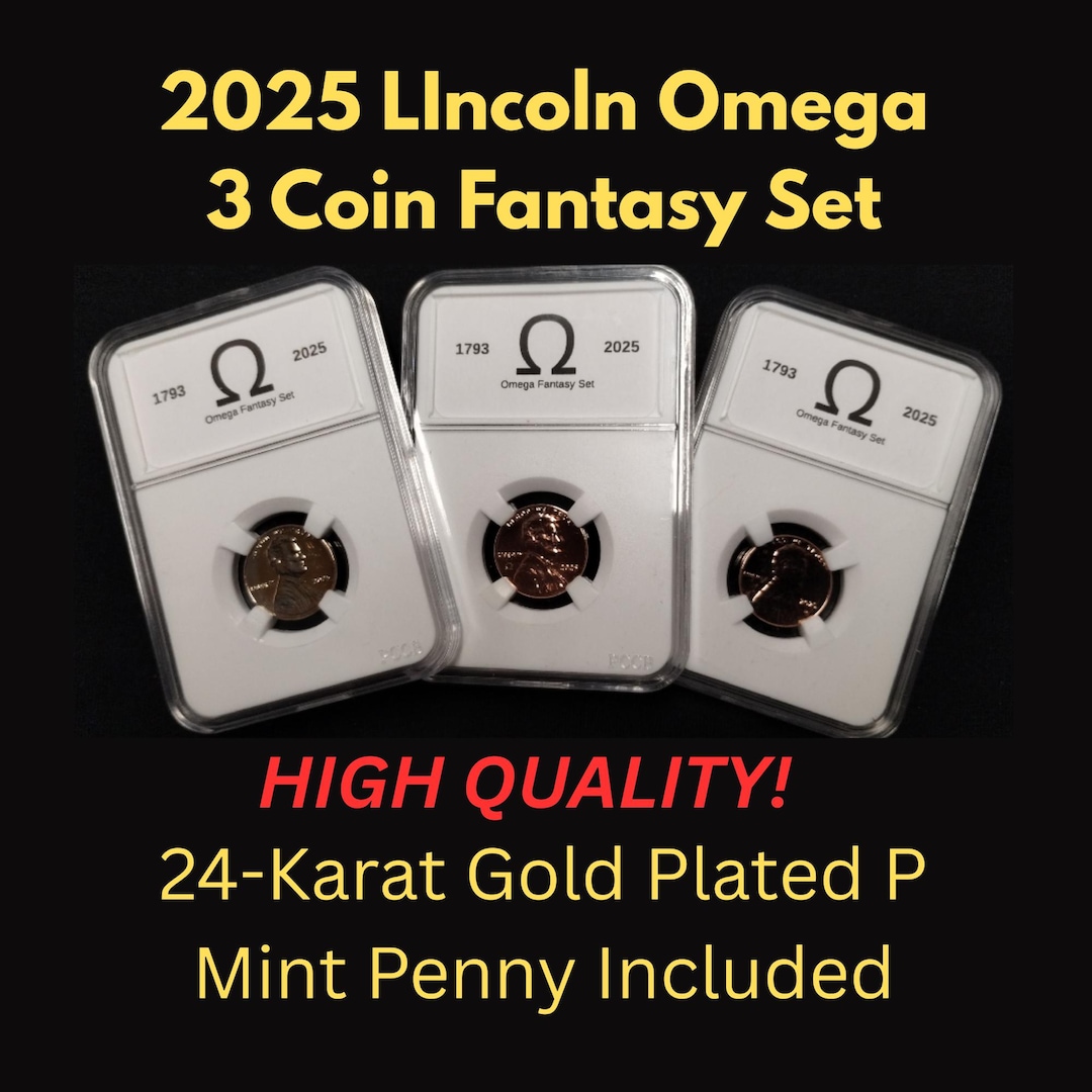 2025 Omega Lincoln Penny - 3 Coin Fantasy Set in Gift Box - 1 Coin 24 ...