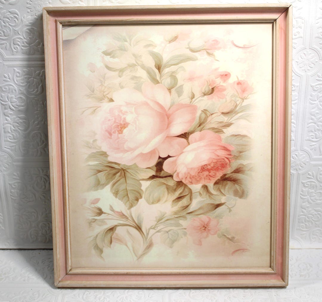 Vintage Frame With New Rose Art Floral Photo Frame Shabby Cottage Pink ...