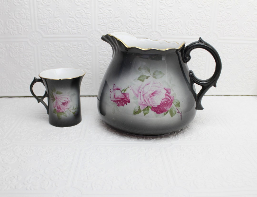 Vintage Warwick I0GA Cider Pitcher and 1 Mug Cup Floral Roses Home ...