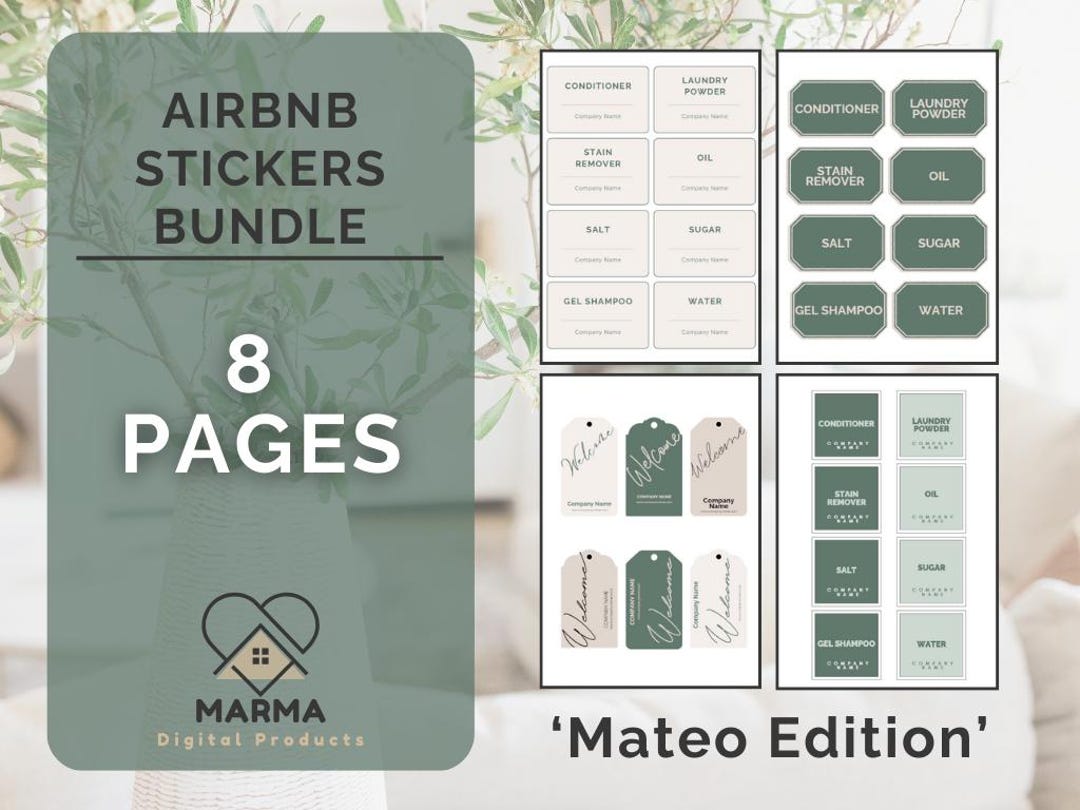 Airbnb Labels Bundle 'mateo Edition' | Templates Airbnb | Editable ...