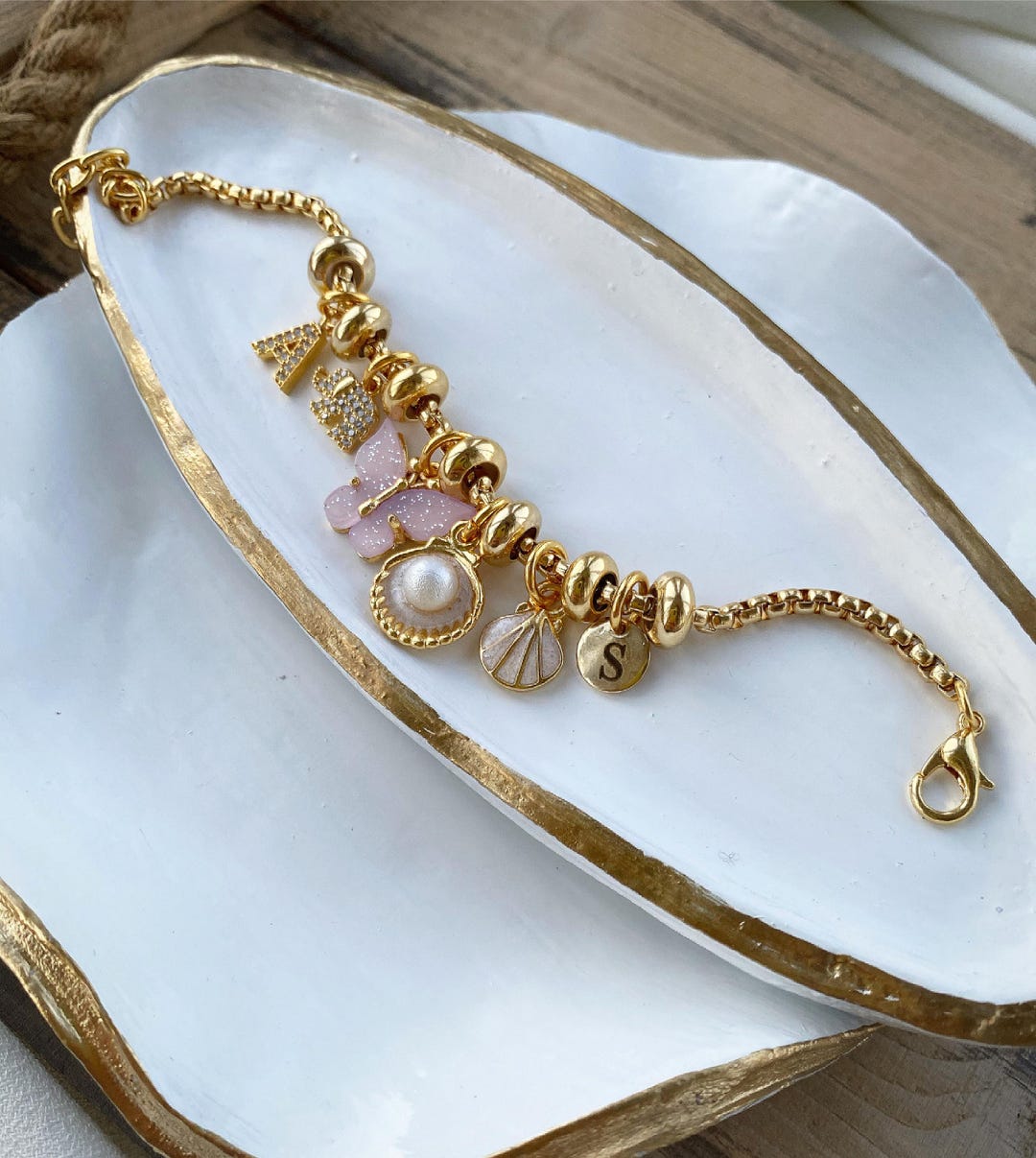 Gold Plated 6 Charm Special Design Bracelet, Unique Charm Jewelry - Etsy