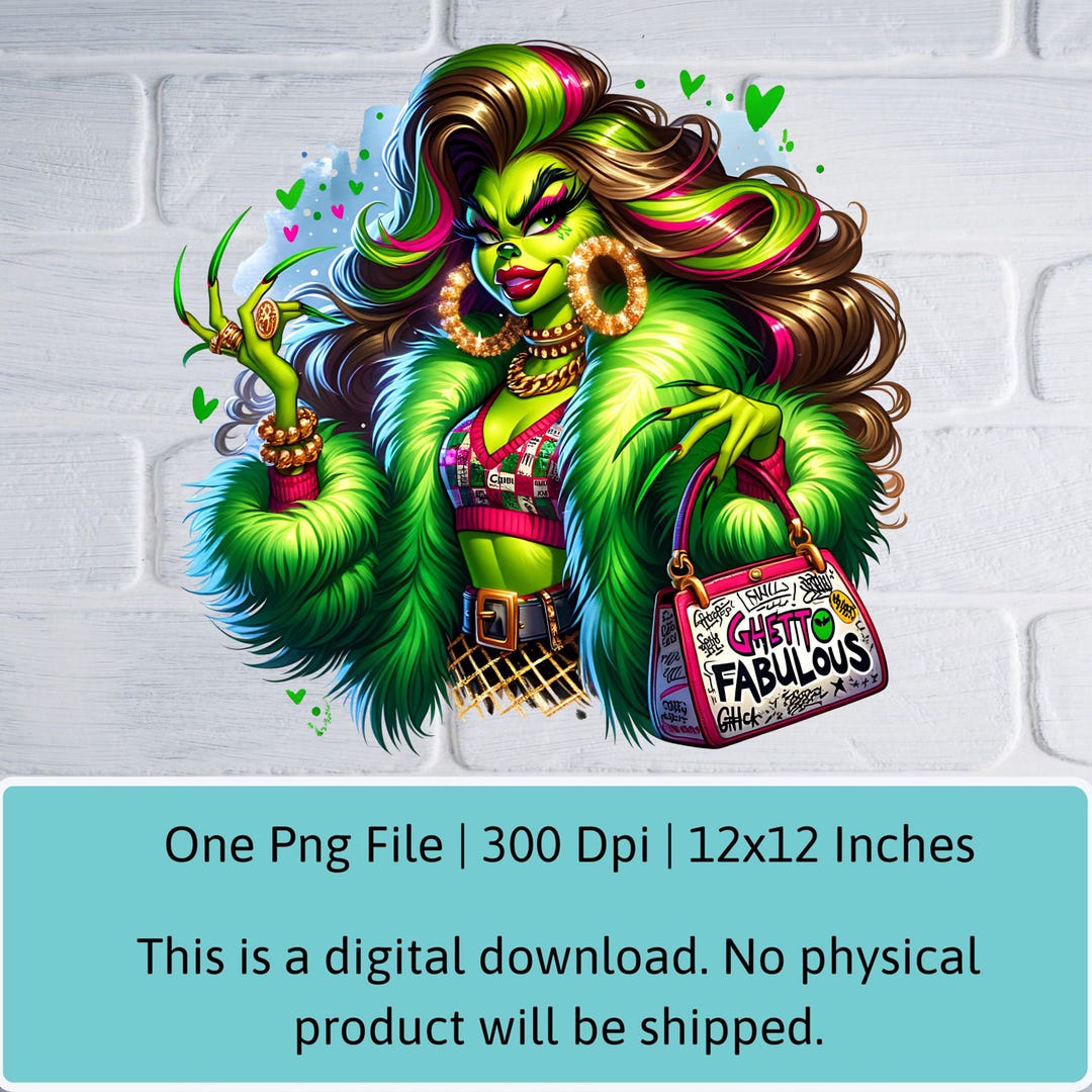 Ghetto Fabulous Grinch Diva Clipart Bold and Glamorous Character - Etsy