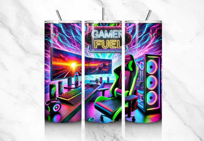 Gamer Fuel Tumbler Wrap, PC Gaming Sublimation Design (digital Download ...