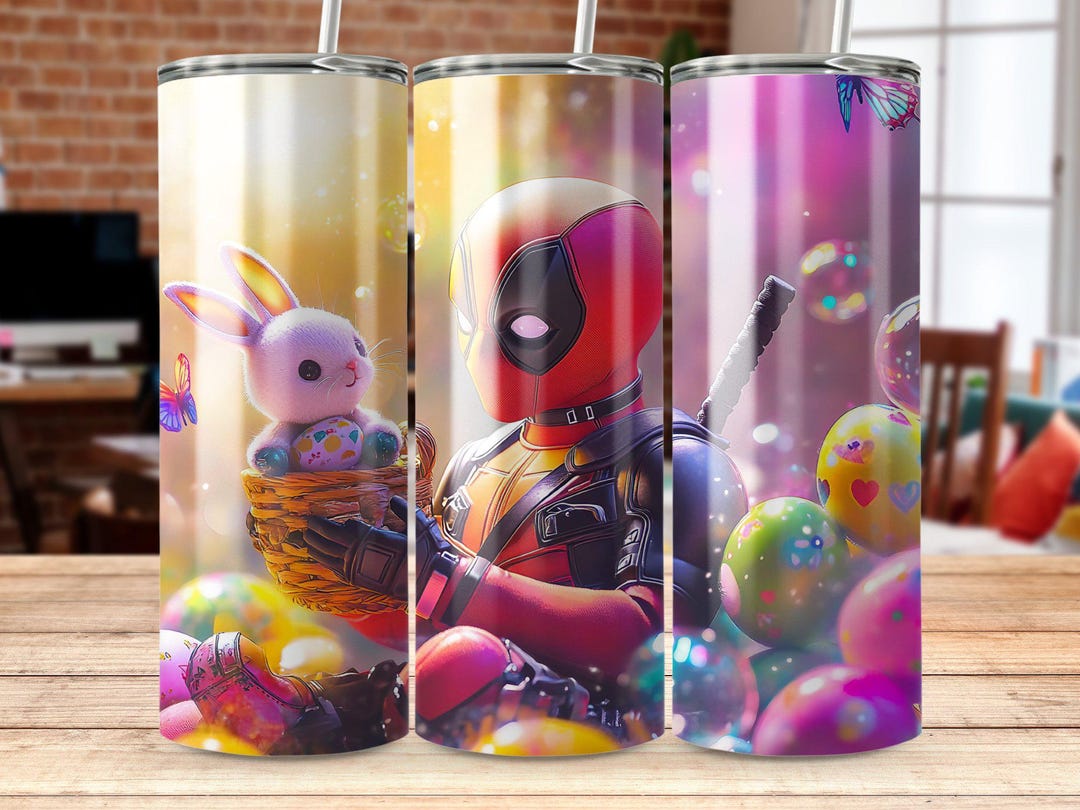 Easter Deadpool Tumbler Wrap, Cute Bunny 20oz Skinny Commercial PNG ...