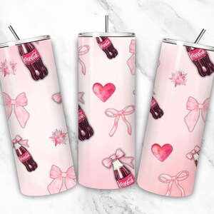 Coca Cola Pink Coquette Bow Seamless 20 Oz Tumbler Sublimation Design ...