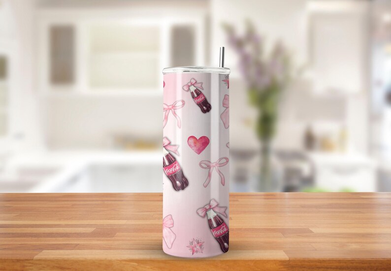 Coca Cola Pink Coquette Bow Seamless 20 Oz Tumbler Sublimation Design ...