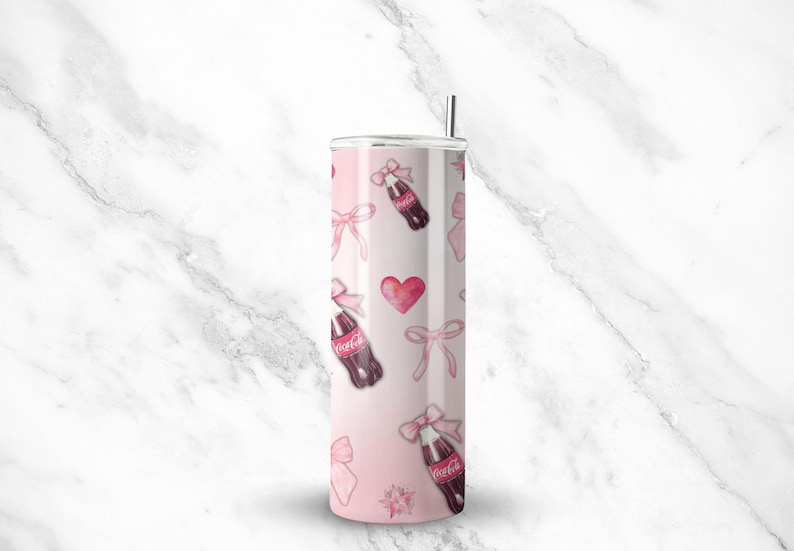 Coca Cola Pink Coquette Bow Seamless 20 Oz Tumbler Sublimation Design ...