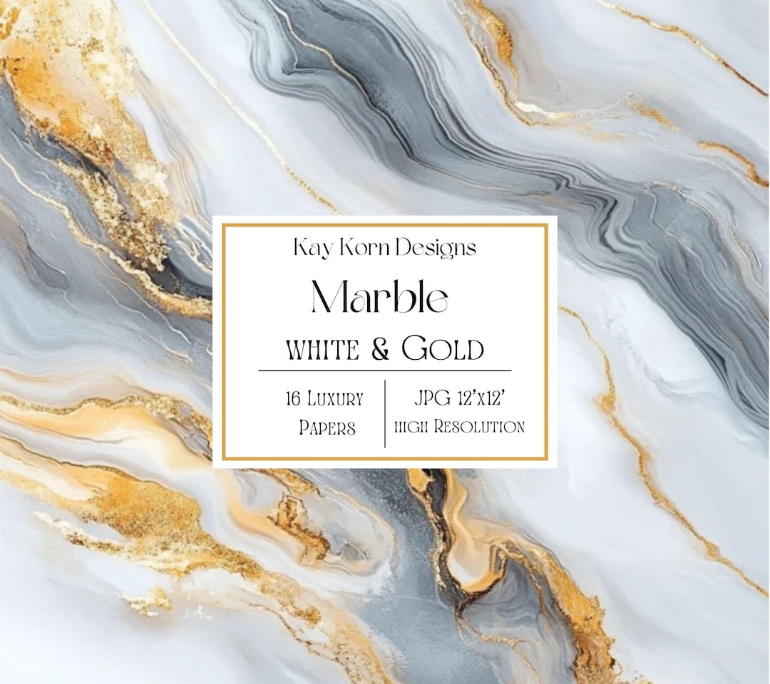 White and Gold Marble Digital Paper | Marble Paper | Gold Marble ...
