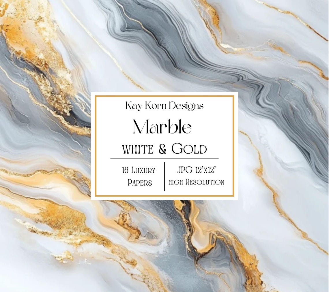 White and Gold Marble Digital Paper | Marble Paper | Gold Marble ...