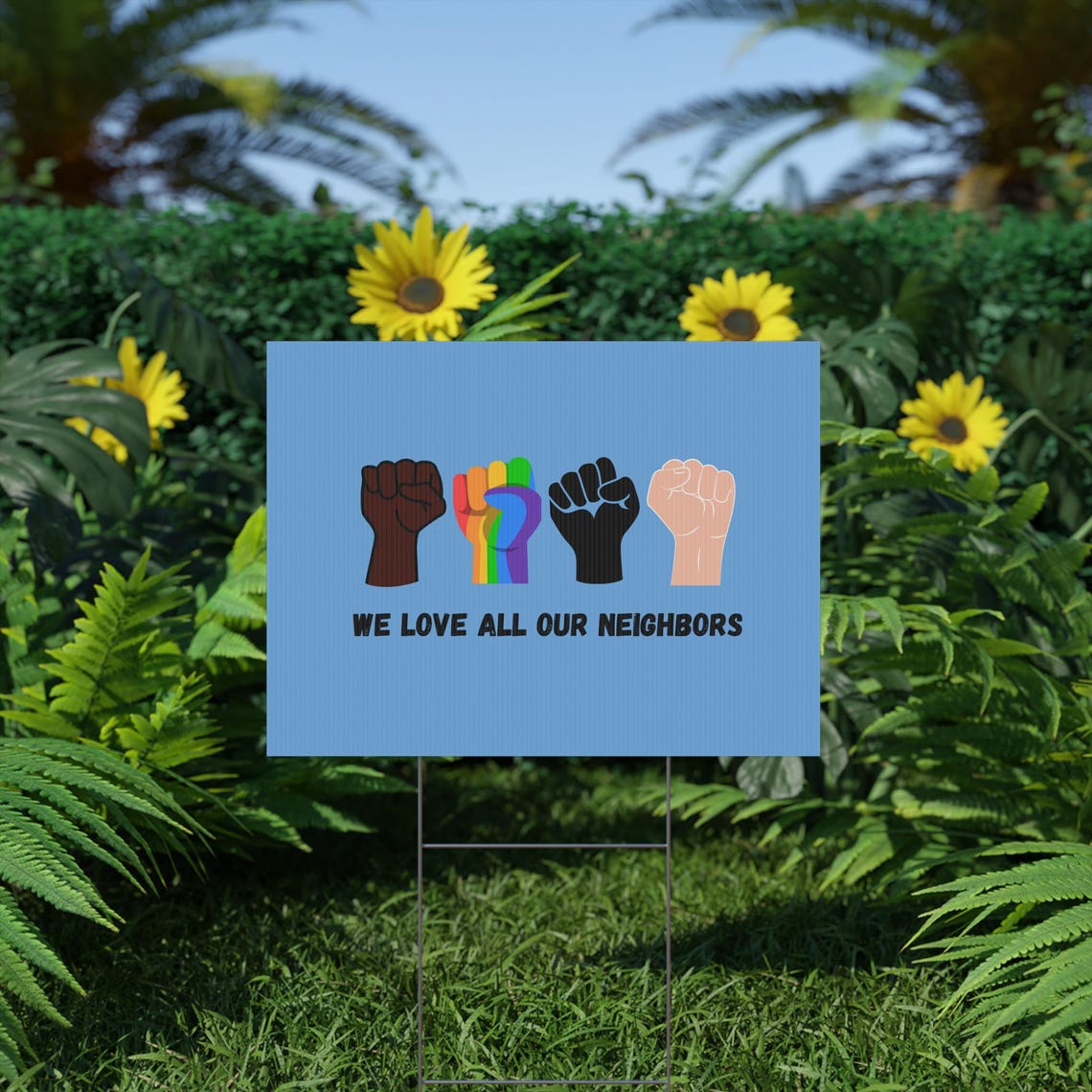 Inclusive Neighborhood Plastic Yard Sign | We Love All Our Neighbors ...