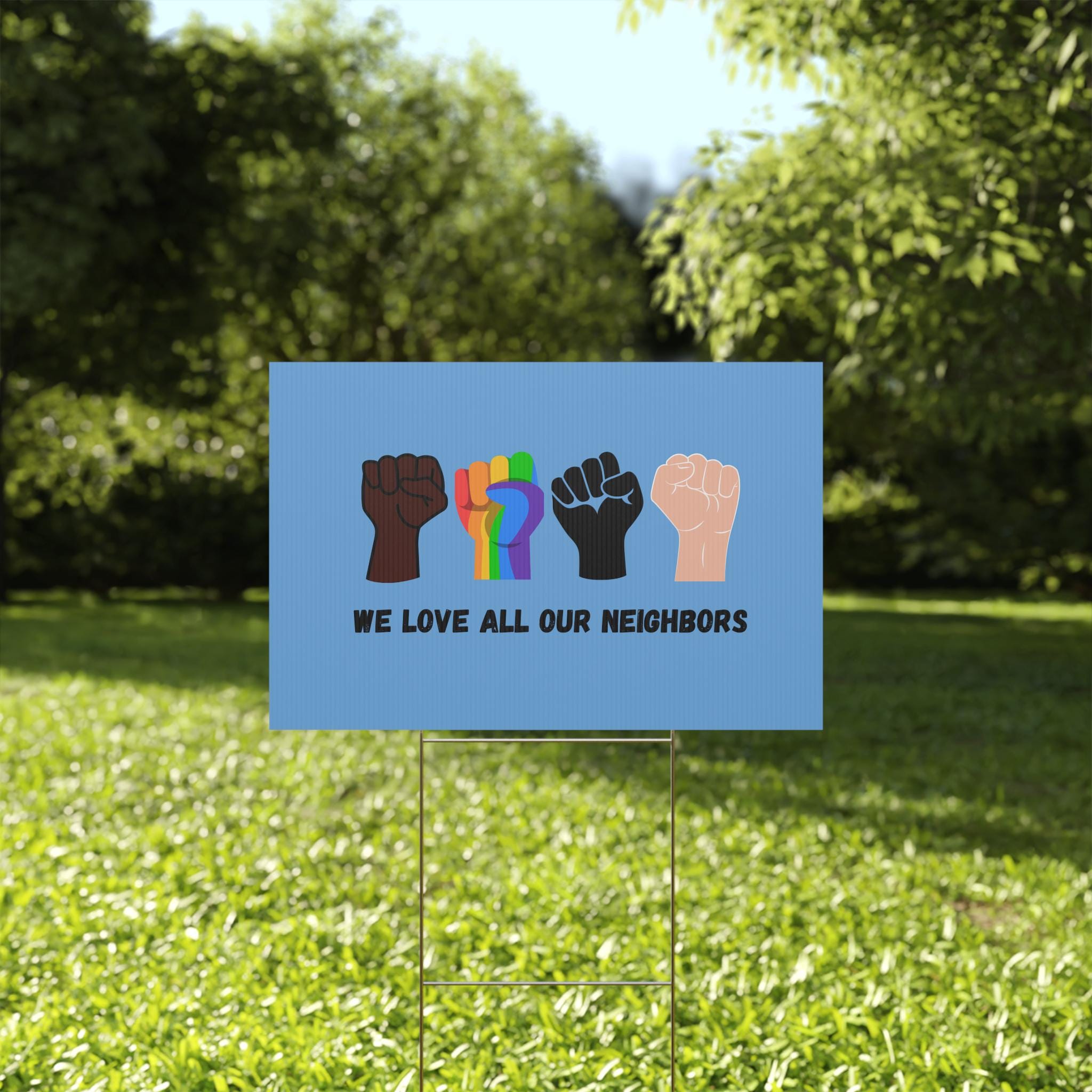 Inclusive Neighborhood Plastic Yard Sign | We Love All Our Neighbors ...